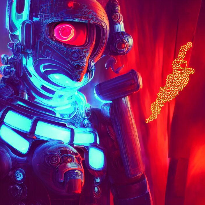 Lexica - Cyber punk, android cannon mindar from japan, oni mask, 3 d ...