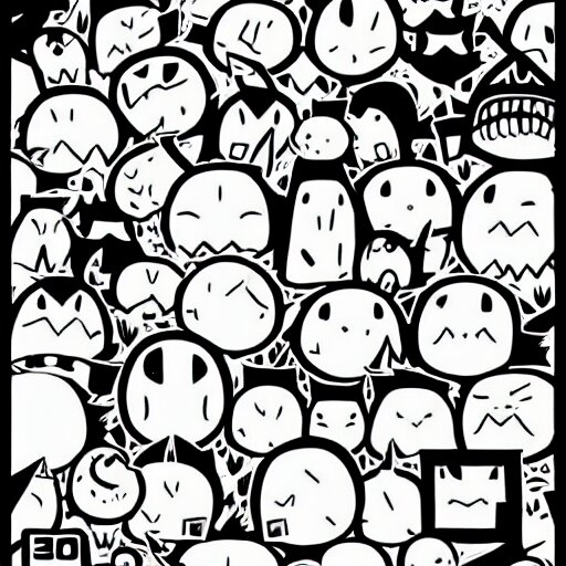 dark, cute, grayscale, void living'leaves bush'creature, bright ...