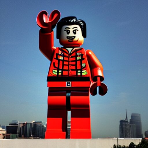 a xi jinping lego statue, in the style of synthwave, auoroacore ...