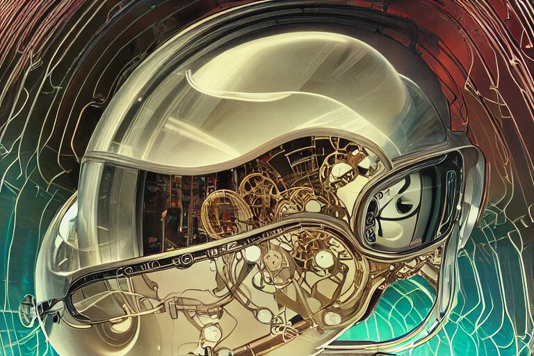 Lexica - Portrait of a biomechanical head inside a futuristic space ...