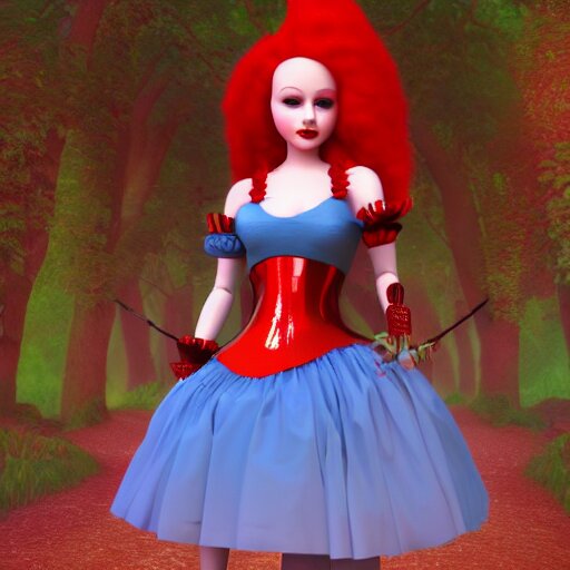 Lexica - Doll style red head queen, full body, alice in wonderland ...