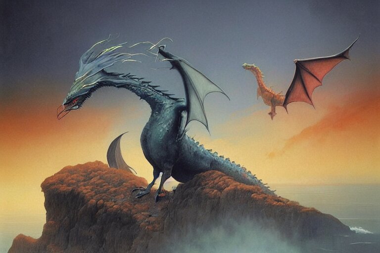 Lexica - Painting of hybrid seagull and dragon!!, intercrossed animal ...