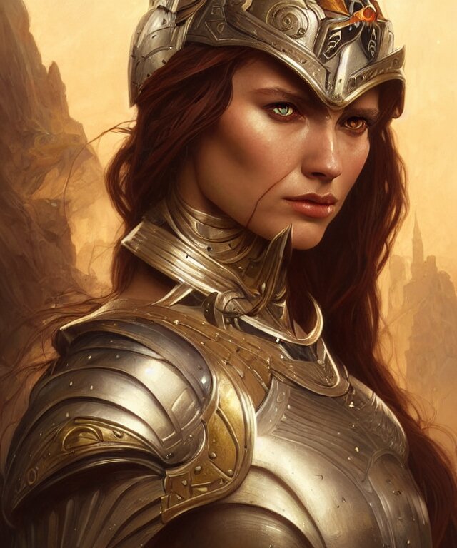 Lexica - Muscular and powerful medieval knight woman portrait, sci-fi ...
