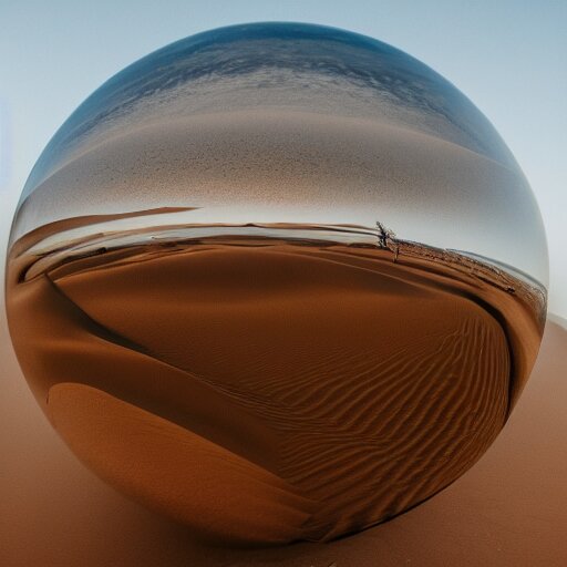 Lexica - A huge glass sphere in desert, professional photography