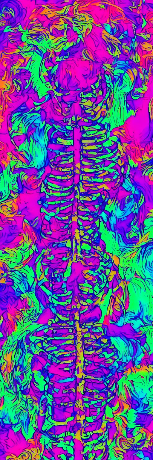 Lexica - Vaporwave skeleton with psychedelic background