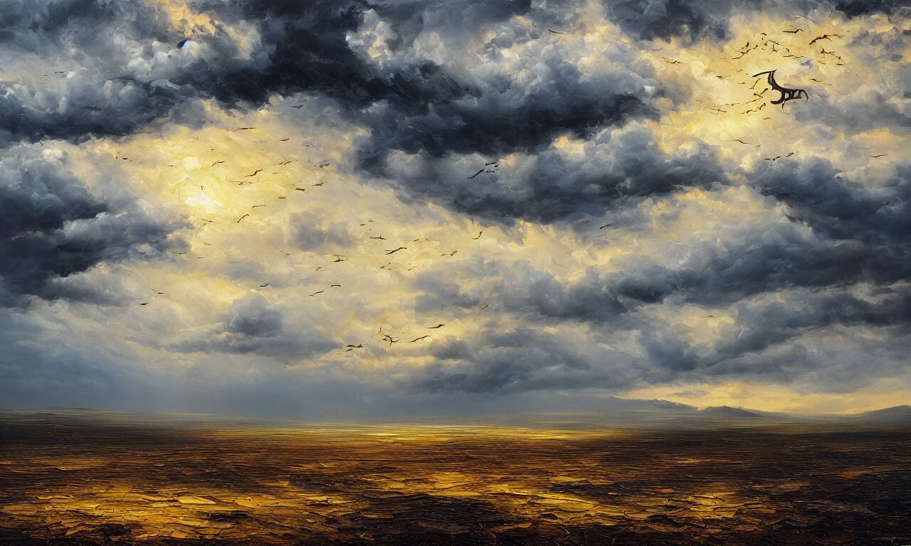 Lexica - Breathtaking oil painting with palette knife of a plains ...
