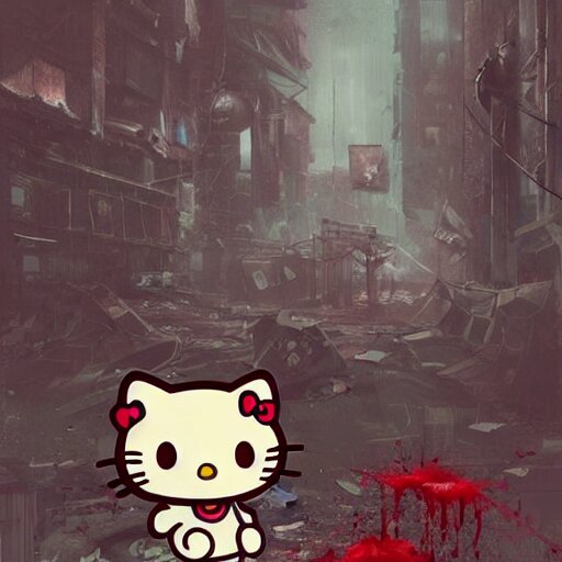 Lexica - Hello kitty drenched in blood in a post - apocalyptic ...