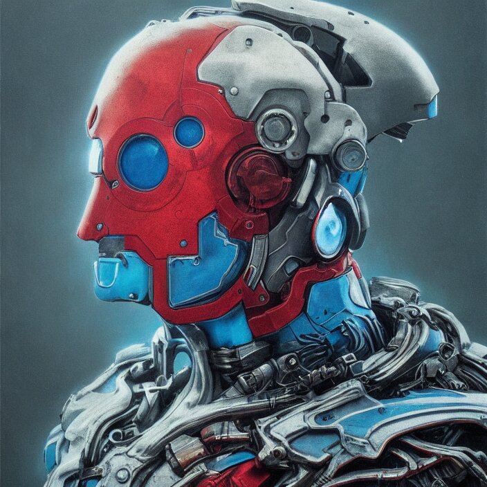 Lexica - Portrait of a cyan ultron from age of ultron, clockwork ...