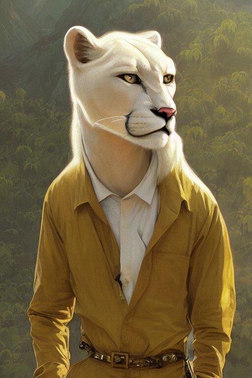 Lexica - Character portrait of a albino furry anthro albino mountain ...