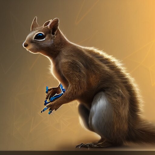 cyberpunk squirrel, cyborg, intricate, digital painting, artstat ...