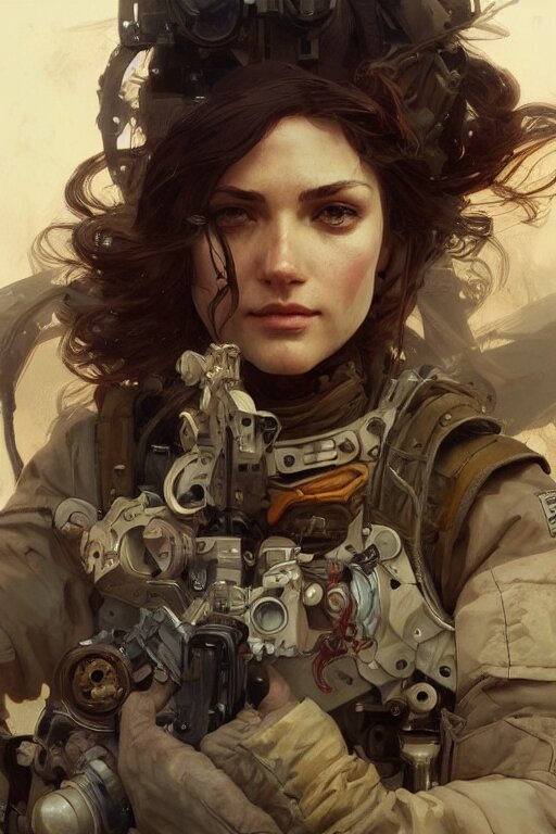Lexica - A full portrait of a beautiful post apocalyptic bomber pilot ...
