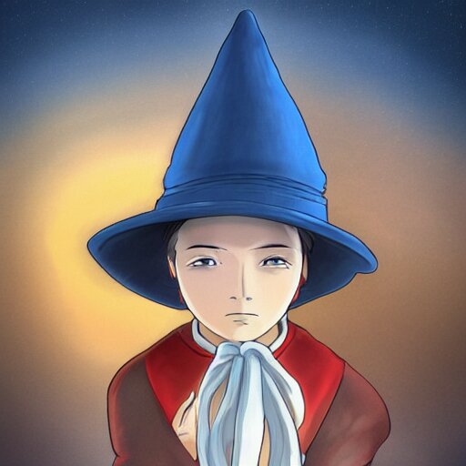 Lexica - A photo of a wizard wearing a big blue hat, digital art ...