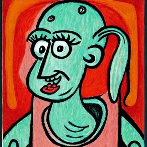 Lexica - Handsome squidward in picasso style, portrait, big smile