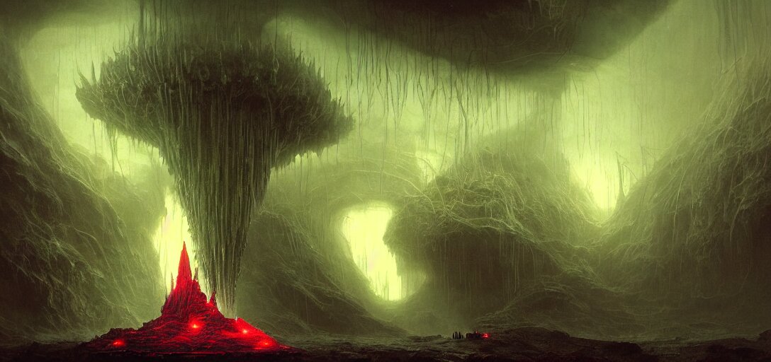 Lexica - High technological alien spaceship with red leds, spiky ...