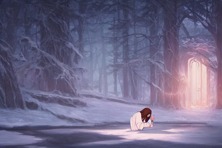 Lexica - A portrait of jesus praying, winter, fantasy by dan mumford ...