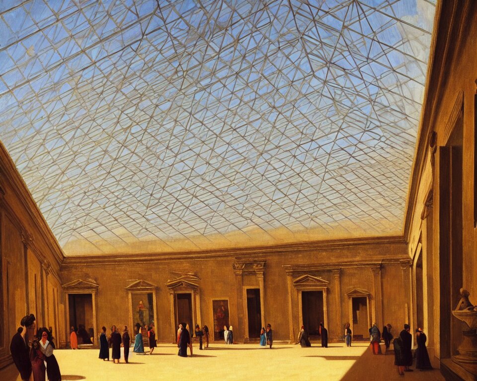 Lexica - An achingly beautiful print of the interior of the Louvre with ...