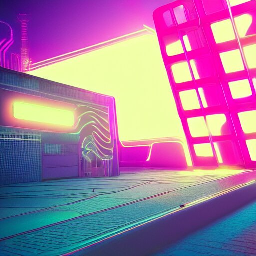 Lexica - Synthwave art of peykan, tehran, octane render, pink neon lights