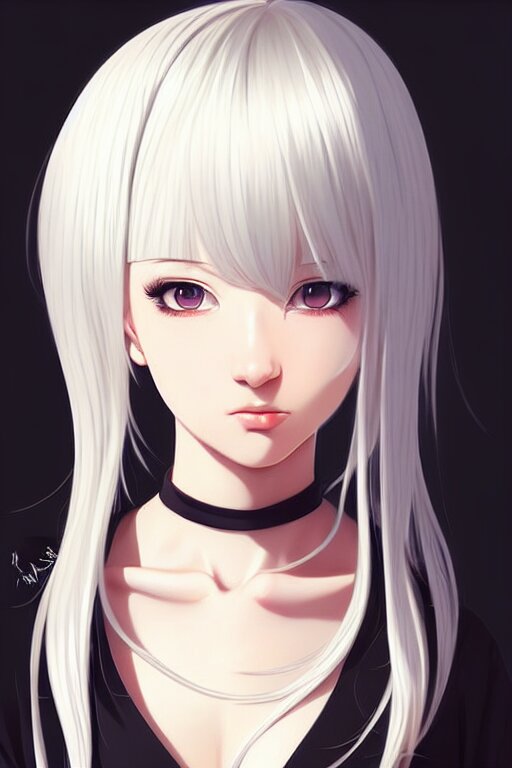 Lexica - Portrait Anime girl, cute-fine-face, white-hair pretty face ...