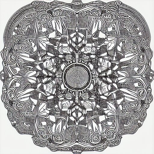 Lexica - Intricate pen plotter generative line art, black and white ...