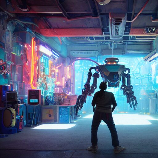 Lexica - Interior shot, ready player one, teenager hangout spot, sci-fi ...