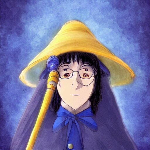 Lexica - A photo of a wizard wearing a big blue hat, digital art ...