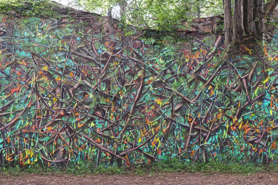 Lexica - Graffiti of a forest on a wall, by birdo, alex maksiov and ...