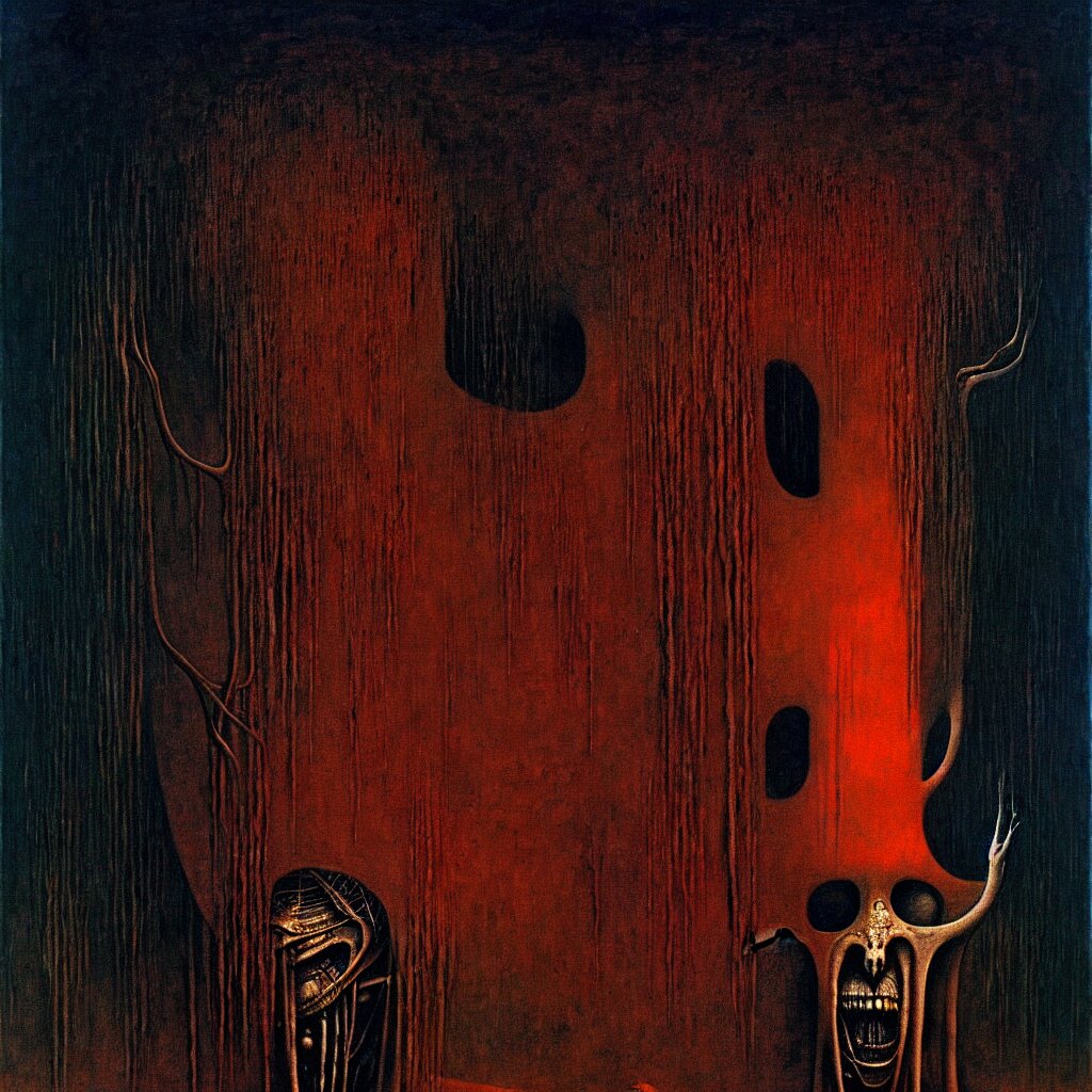 Lexica - A painting by beksinski, Giger, and Caravaggio