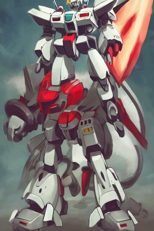 Lexica - Cute anthropomorphic Gundam, Gundam eating a wipe red ...