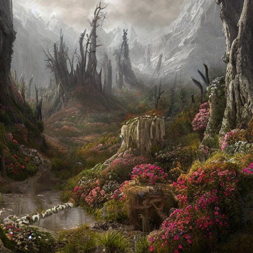 a beautiful and highly detailed matte painting of a dead fantasy ...