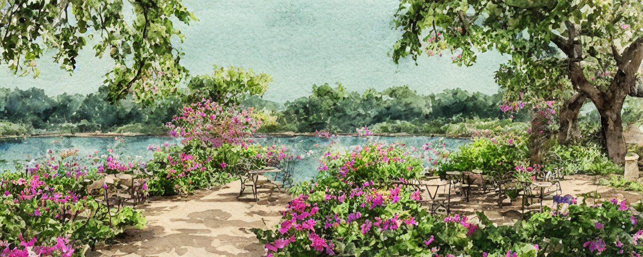 Lexica - Isomeric view, delicate lake in a botanic garden, road ...