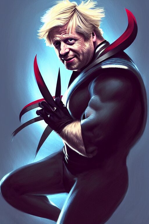 Lexica - Boris Johnson as Hugh Jackman Wolverine, claws are up, X-man ...