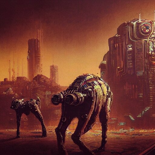 robotic hyena, cyberpunk 2 0 7 7, highly detailed beksinski styl ...