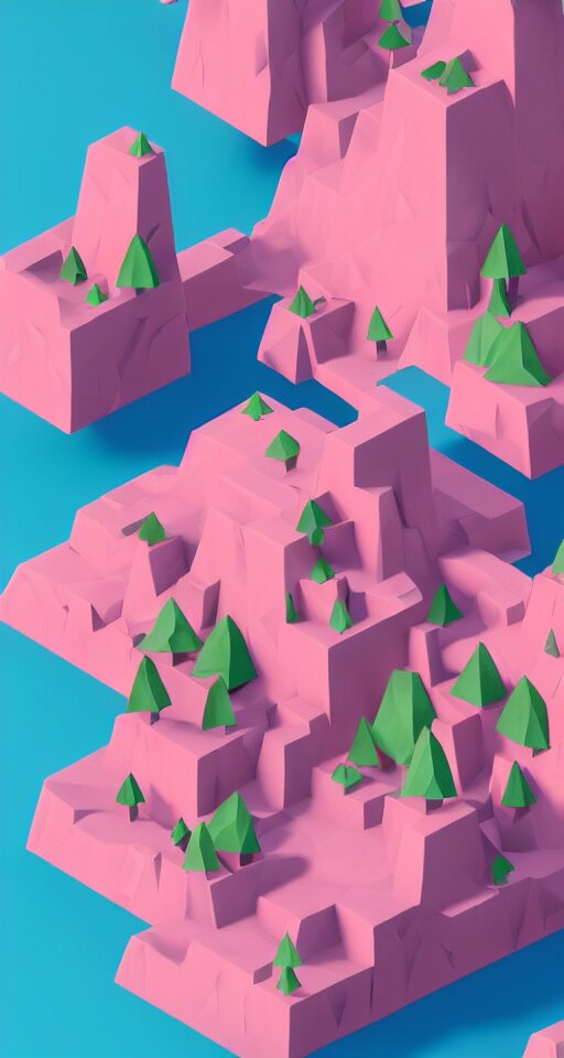 a cute little matte low poly isometric cherry blossom forest isl... - Arthub.ai