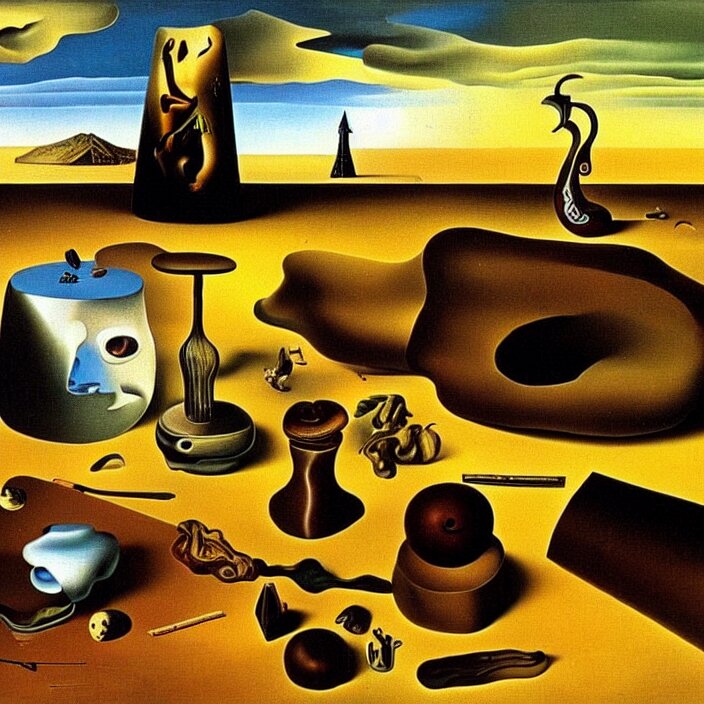 Lexica - Random objects in a surreal environment by salvador dali