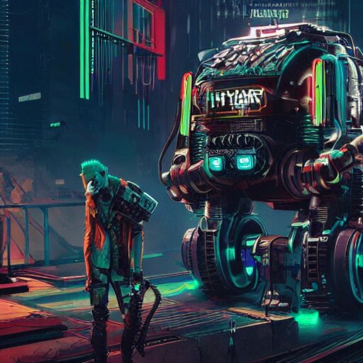 robot hyena, cyberpunk 2 0 7 7 concept art, highly detailed - Arthub.ai