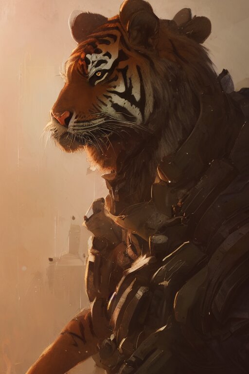 Lexica - Portrait male anthro tiger dressed in military clothes ...