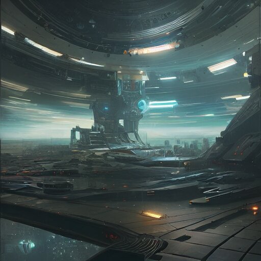 Lexica - Space station of intergalactic trade guild, by Greg Rutkowski and Maciej Kuciara ...