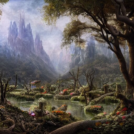 a beautiful and highly detailed matte painting of a dead fantasy ...