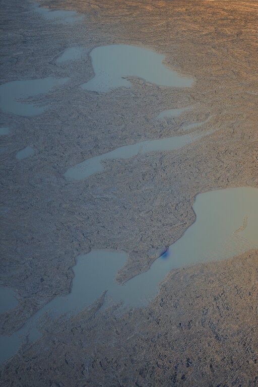 Lexica - Wide angle shot of muddy river delta leading to sea by hiroshi ...