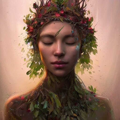 Lexica - A beautiful portrait of a plant goddess with closed eyes by ...