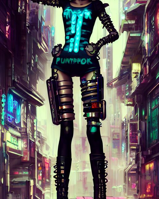 Lexica Concept Art Of A Cyberpunk Girl Wearing Tight Futurstic Punkrock Clothes Standing In 