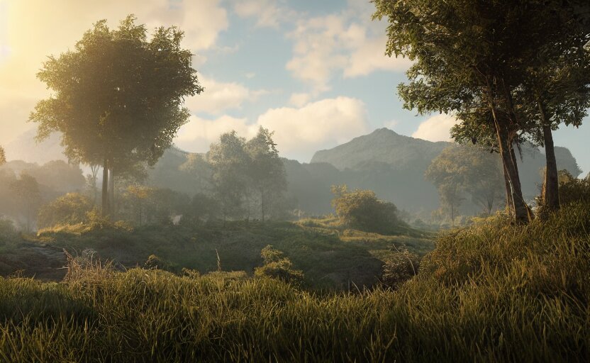 beautiful landscape, Unreal Engine 5, RTX, AAA Game, Detailed 3D ...