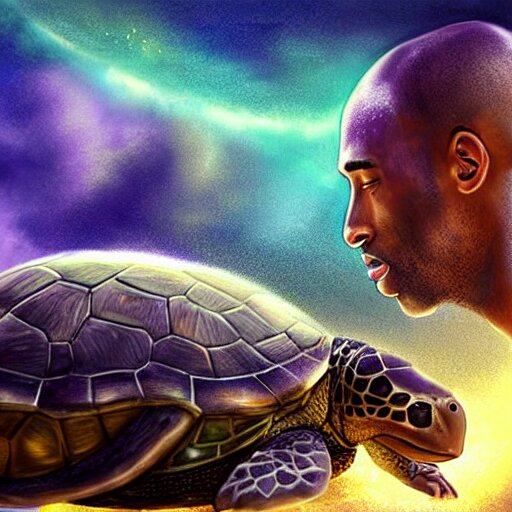 Lexica - Kobe bryant kissing a turtle in heaven, amazing digital art ...