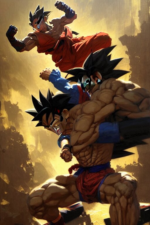 Lexica - Obama fighting goku portrait dnd, painting by gaston bussiere ...