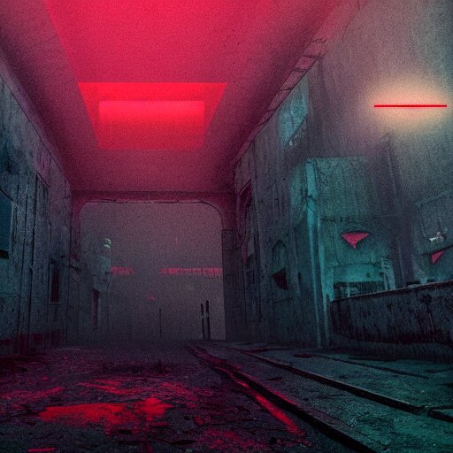 Lexica - Silent hill foggy synthwave town ruins neon red and blue ...