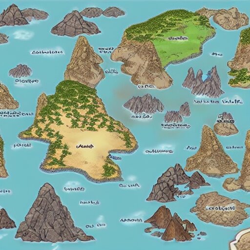 Lexica - Dnd world map, mountains, villages, rivers, oceans, islands