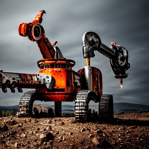 Lexica - Giant scary treaded mining robot with drill, mining scrap ...