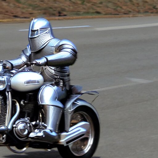 Lexica - Very high quality picture of a knight riding on a motercycle ...
