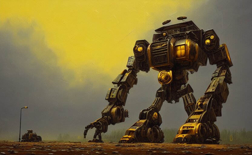 Lexica - An intricate oil painting of a giant armored plated metal ...