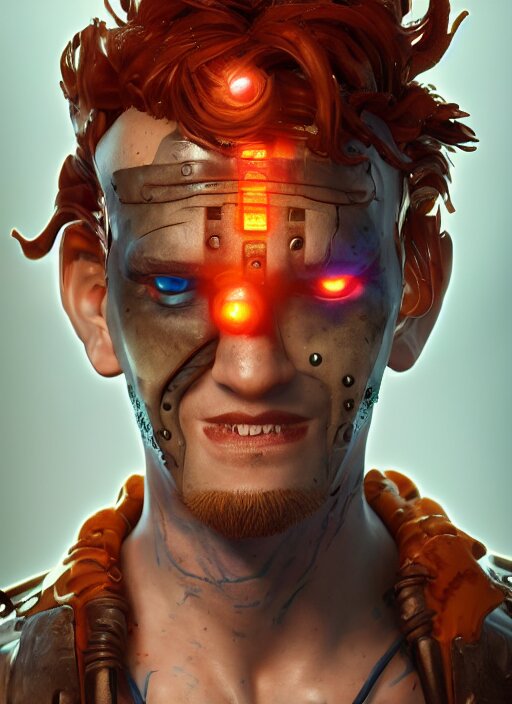 Lexica - Glowwave portrait of curly orange hair man from borderlands 3 ...